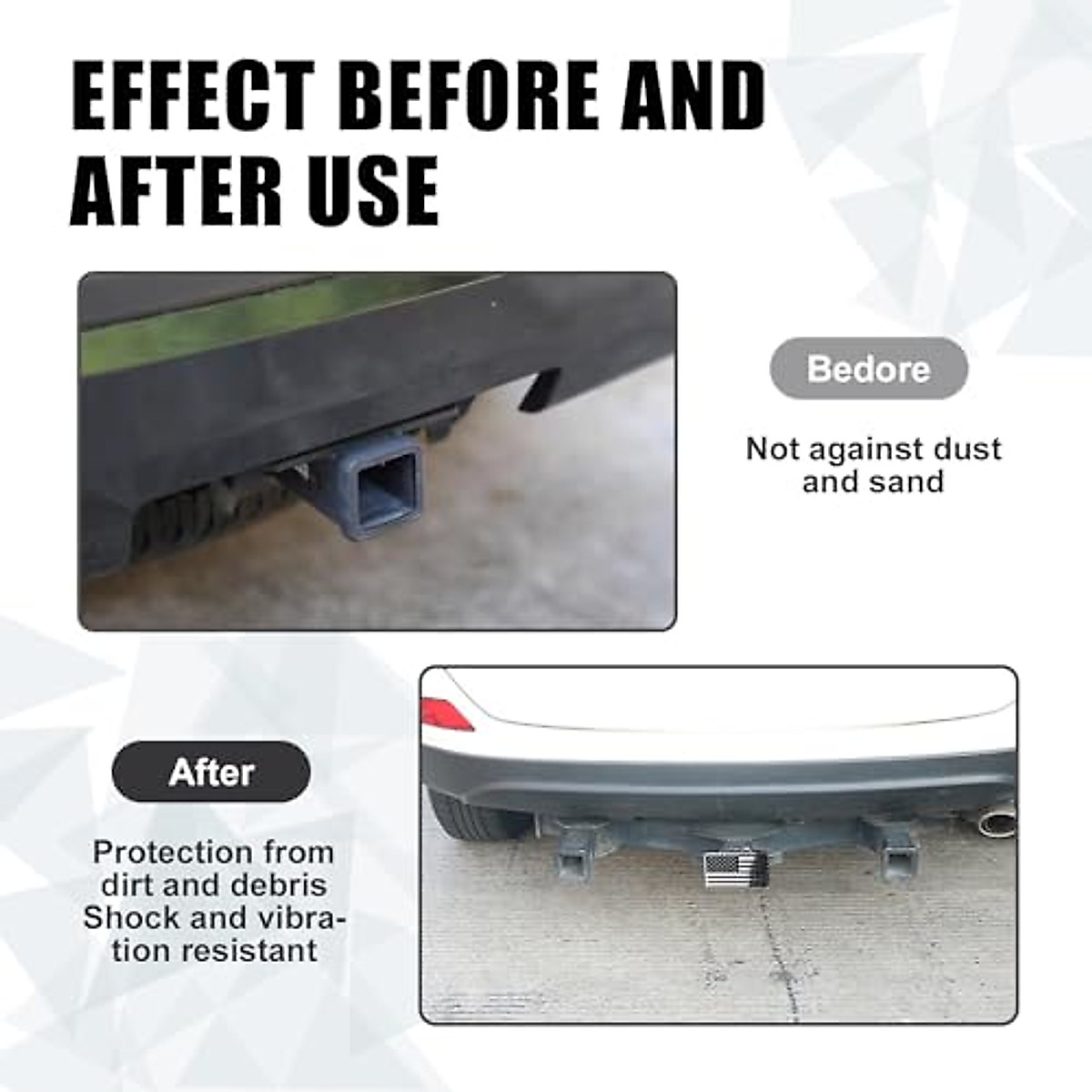 ZBGUN 2 PCS 3D American Flag Car Tow Hook Dust Plug for 2In Receivers, Anti-Theft Metal Trailer Protective Hitch Lock with 2 Keys, Universal Heavy Trailer Accessories for Cars SUVs Trucks (Silver)