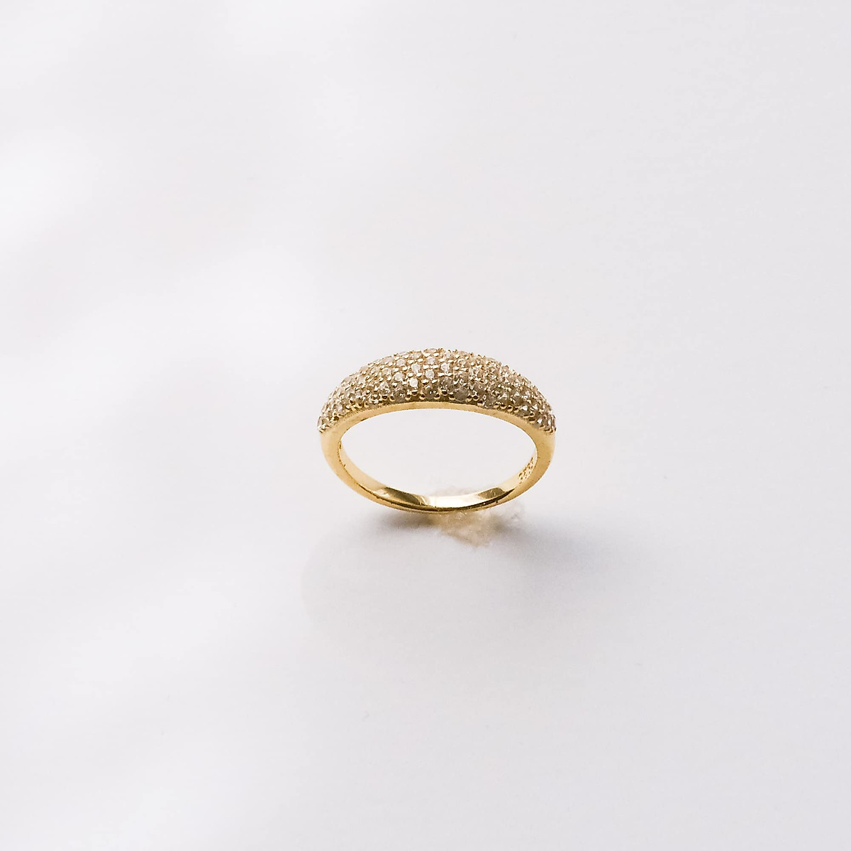 espere Pave Dome Ring | Pavé Zirconia Thin Dôme Ring | Gold Dome Band Ring | Pave Chunky Statement Ring [Size 7]