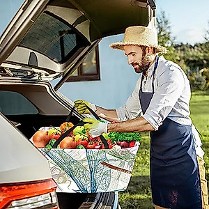 KQNZT Reusable Grocery Bags, Large Foldable Reusable Shopping Tote Bags Bulk for Groceries, Waterproof Kitchen Cloth Produce Bags with Long Handles, Retro Colored Dragonfly