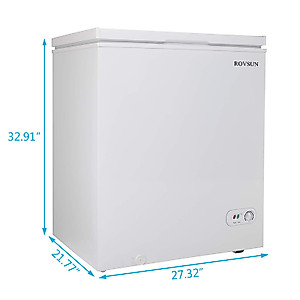 ROVSUN 5.0 Cubic Feet Chest Freezer, Compact Deep Freezer with Storage Basket, Adjustable Thermostat, Ideal for Home Kitchen Office, White