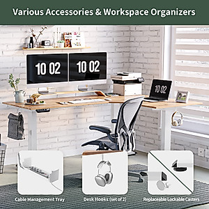 FEZIBO 63 Inch L Shaped Standing Desk & Mobile File Cabinet