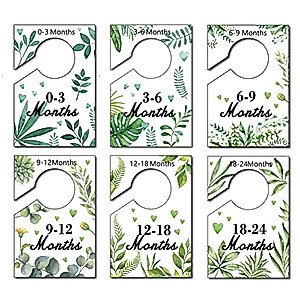 CREATCABIN 6Pcs Nursery Closet Organizer Dividers Clothing Rack Size Dividers Leaf Hanger Dividers for Clothing 0-24 Months Age Size Hanger Organization Shower Registry Gift Supplies for Girl Boy