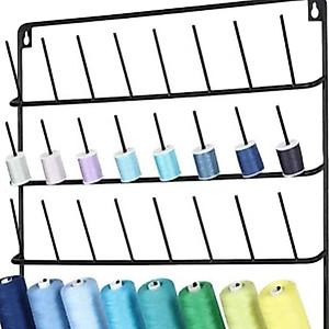 DIYEAH 32 Axis Frame Serger Room Thread Organizer Wall- Mounted Thread Holder Cone Thread Rack Metal Sewing Organizer Hair Braiding Accessories Thread Supplies Wire Rack Embroidered Iron