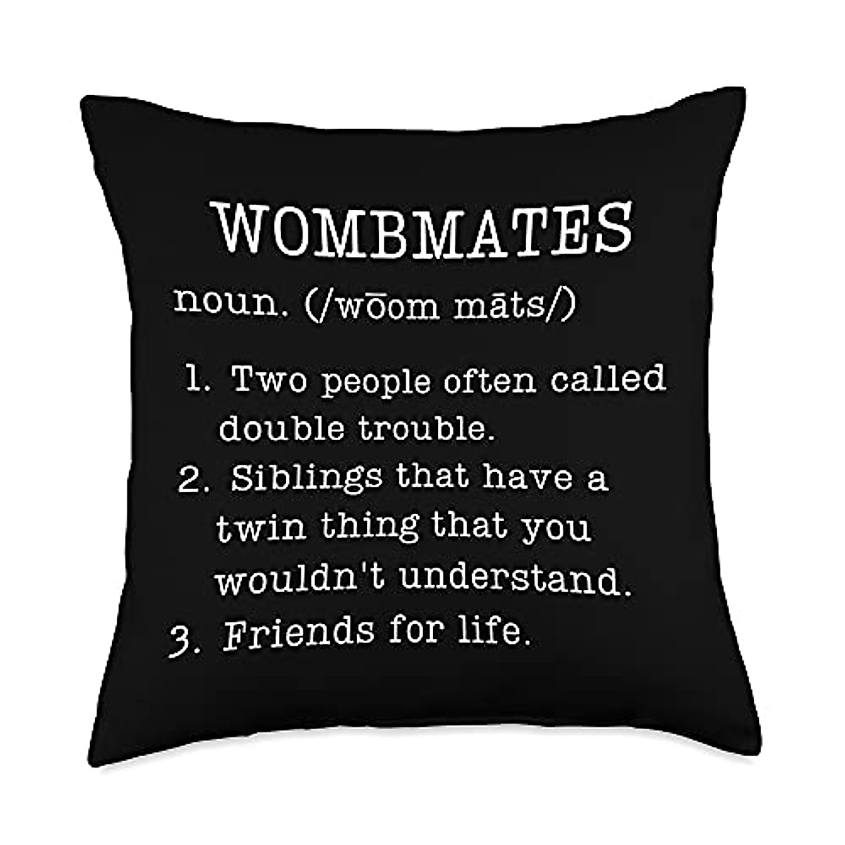 Family Designs by 1570 Graphics Wombmates Funny Definition for Adult Twins Brothers Sisters Throw Pillow, 18x18, Multicolor