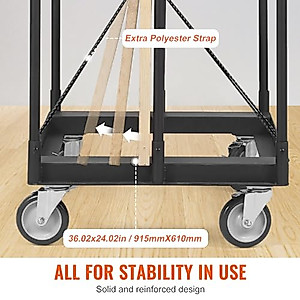 VEVOR Steel Panel Truck, 1500 LBS Panel Dolly Cart with 5" Swivel Casters and 36.02" x 24.02" Deck, Heavy-Duty Drywall Sheet Cart, Handling Wall Panel, Sheetrock, Lumber for Garage, Home, Warehouse