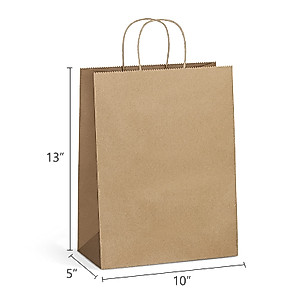 Eupako Kraft Shopping Bags 10x5x13 100 PCS Brown Paper Bags with Handles, Kraft Paper Gift Bags Bulk, Party Favor Bags, Merchandise Bags, Retail Bags