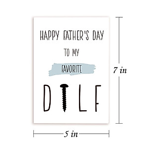 HEALSLA Funny Fathers Day Card from Wife, Humorous Dad Birthday Card, Rude Fathers Card for New Father, You Are My Favorite Dilf with Kraft Envelope