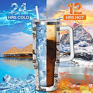 puhnhsv 30 oz Horse Tumbler With Handle and Straw, 30oz Insulated Stainless Horse Tumbler Coffee Travel Mugs Cup Water Bottle Horse Lovers Gifts for Women Girls