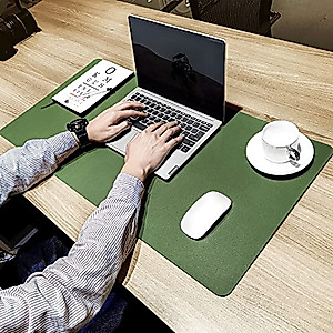 Aothia Office Desk Pad, 31.5" x 15.7" Large Mouse Pads, Cork and PU Leather Dual-Sided Laptop Desk Protector, Writing Pad, Easy to Clean, Waterproof for Office Work/Home/Decor (Deep Green)