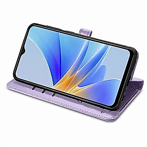 CCSmall for Oppo A17 PU Leather Flip Wallet Case, Cute Cat Dog Cartoon Style with Card Slots Holder Phone Cover Case for Oppo A17 MG Purple