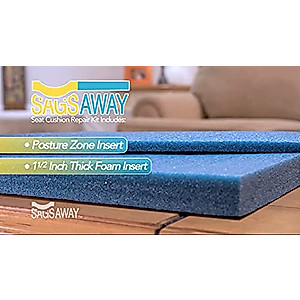 SagsAway Regular 1.5in Thick Cushion Insert and .5in Posture Zone for Immediate Lasting Support of 1 Saggy Seat. Military Grade Foam Adds Thickness, Delay Replacing Sofa