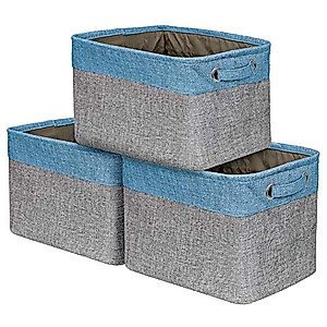 Sorbus Cubby Storage Organizer 15 Inch - Big Sturdy Collapsible Storage Bins with Dual Handles - Foldable Baskets for Organizing - Decorative Storage Bins for Shelves at Home & Office - 3 Pack| Aqua