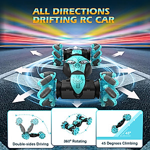 Gesture RC Car, 2.4Ghz 4WD Hand Controlled RC Car, Gesture Sensing RC Stunt Car, Remote Control Car 360 Rotating Drift RC Car RC Crawler Adults RC Cars for Boys Kids Age 8-12 Xmas Toy Cars for Girls