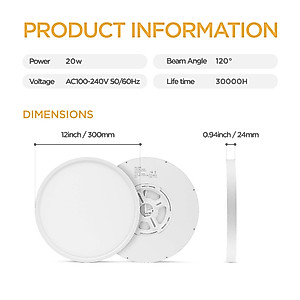 TALOYA 2 Pack 12 Inch LED Flush Mount Ceiling Light Fixture for Living Room Basement Closet Hallway Laundry Room Porch,20W Equivs to 200W 3000k/4000k/6500k