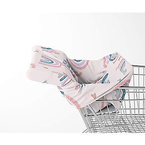 Stretchy Multi Use Cover Retro Rainbows Car Seat Canopy Nursing Breastfeeding Cover Up Shopping Grocery Cart High Chair Covering Baby Girl Pink Rainbow Nursery Decor