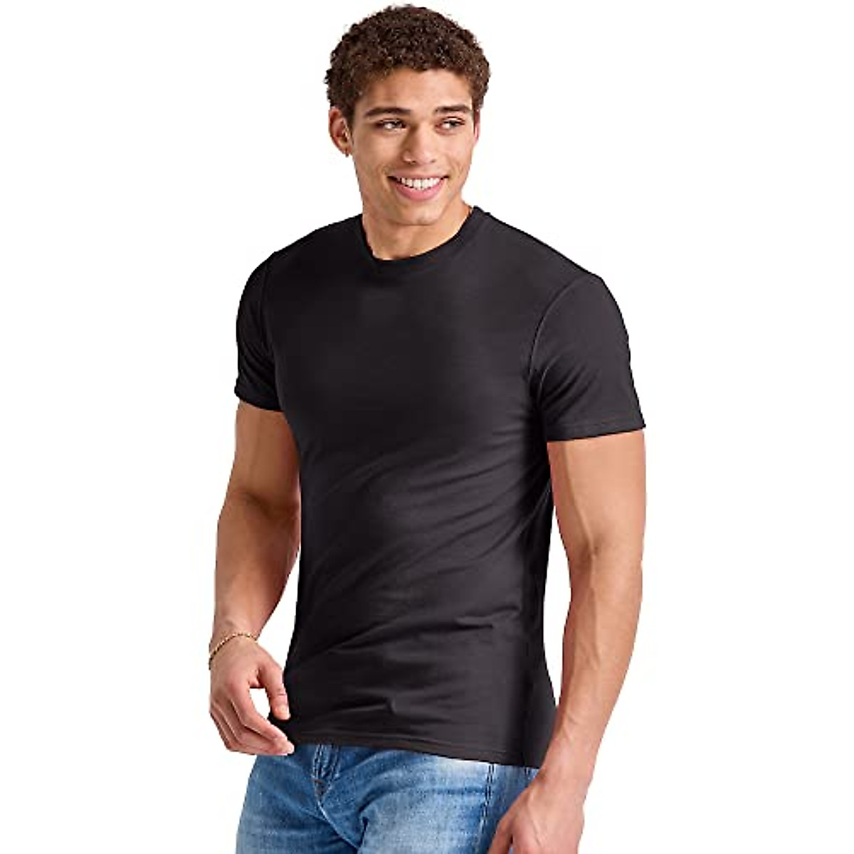 Hanes Originals Lightweight, Crewneck T-Shirts for Men, Tri-Blend Tee, Black