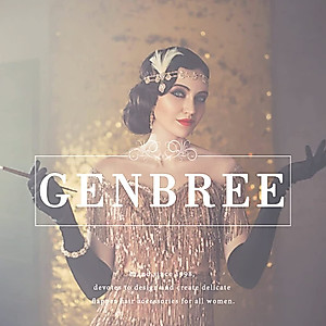 GENBREE Flapper Headpiece Black Feather Hair Clip Rhinestone 1920s Feather Headbands Prom Party Head Accessories for Women and Girls (Style 1)