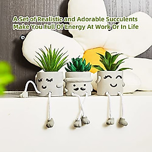 Artificial Potted Plants, Small Fake Plants in Pots Funny Desk Faux Succulents Plant with Cute Hanging Leg Artificial Plants for Home Decor Indoor for Office Decor, Bathroom, Bedroom, Shelves