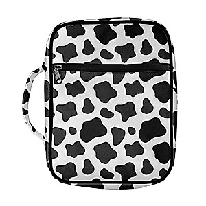 AFPANQZ Classic Cow Print Bible Bag Bible Cover with Front Zipper Pockets Bible Book Case Covers Portable Carrying Organizers Bible Bag Tote Bag for Standard Size Bible