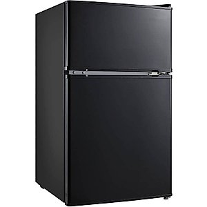 3.2 Cu Feet Two Door Compact Refrigerator with Freezer, Black