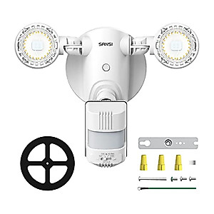 SANSI 15W Motion Sensor Outdoor Lights 2000LM LED Security Lights, 5000K Dusk to Dawn Flood Light,4 Modes,Wide 320°Angle Illumination, for Yard,Patio,Garage,Doorways Eco Series Wired Not Solar