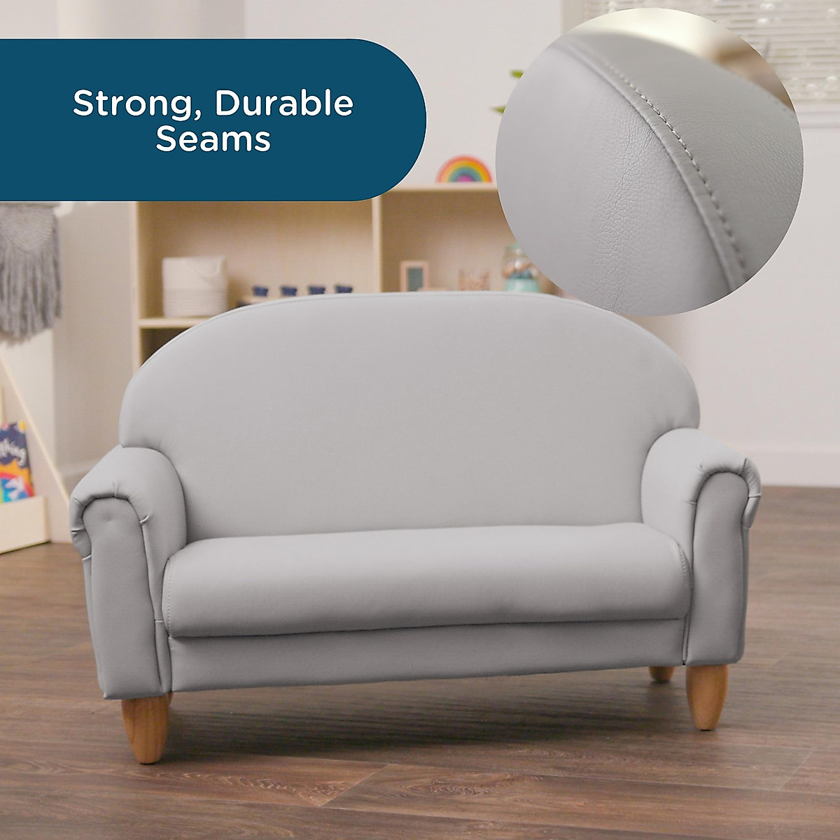 Children's Factory, As We Grow Sofa - Gray, CF805-314, Playroom Couch, Play Couch, Daycare Furniture, Kids Couch for Playroom, Kids Seating for Playroom,Flexible Seating for Classroom Elementary,Grey