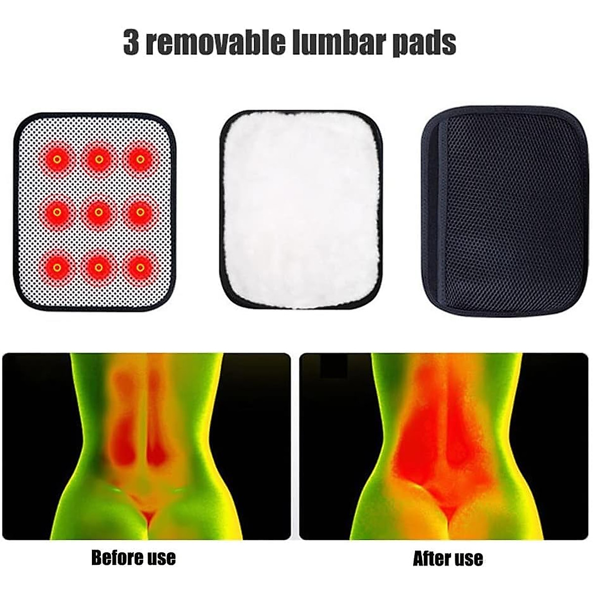 Lumbar Support Belt Self-Heating Lumbar Belt  for Lower Back Pain Arthritis Muscle Spasm for Men and Women with 3 Removable Lumbar Pads,XL