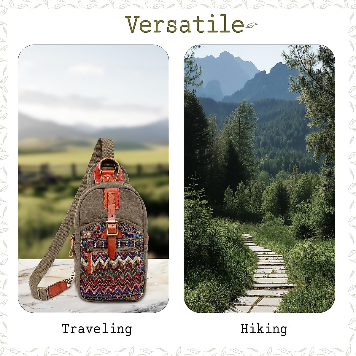 TSD Brand Four Season Canvas Sling Bag (Olive)