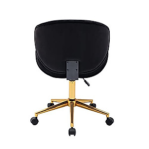Porthos Home Tyas Swivel Office Chair, Luxurious Velvet Upholstery, Curved Back, Height Adjustable Gaslift Seat and Stylish Gold Chrome Base, Armless Design for Small Office and Home Studio