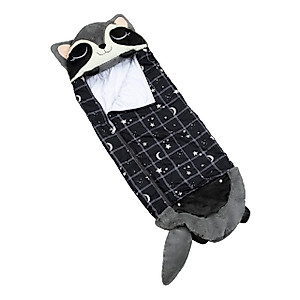Lippert Thomas Payne Three-in-One Children’s Raccoon Nap Sack for Camping and Sleepovers with Durable Material, Fold-Up Design, Machine Washable, Dryer Safe - 2022107841 Grey
