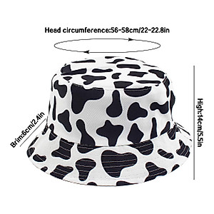 XYIYI Cow Print Bucket Hat Funny Fishing Hats for Women, Reversible Double-Side-Wear