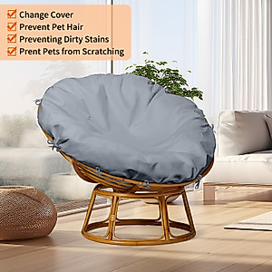 COSHNIBI Papasan Cushion Cover, 420D Waterproof Removable Zipper Chair Cushion Cover, 55L*55H Inches Suitable for Indoor and Outdoor Use (Gray)