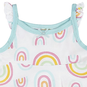 Gerber Baby Girls' 3-Piece Sundress, Diaper Cover and Hat Set, Rainbow Print, 6-9 Months
