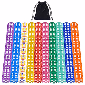 Deamos 6 Sided Dice Set 10 Colors Transparent Acrylic Dice for DND, MTG, RPG, Tenzi, Yahtze, Bunco, Table Borad Games, Math Teaching (100)