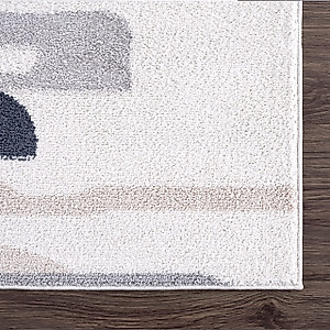 Abani Rugs Cream and Gray 8 ft. x 10 ft.(7'9"x10'2") Contemporary Neutral Paint line Area Rug. Superior Turkish Stain Resistant Area Rug