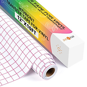 Transfer Tape for Vinyl - 12" x 10 FT w/Red Alignment Grid Clear Transfer Paper for Adhesive Vinyl - Medium Tack Vinyl Transfer Tape for for Decals Signs Windows Stickers