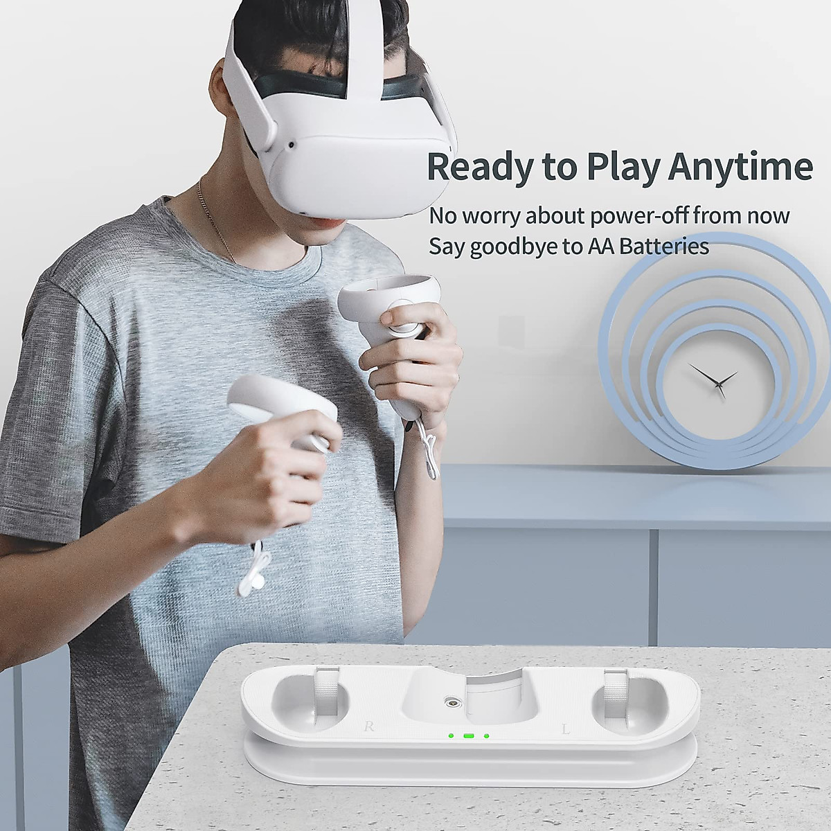 JOYTORN Charging Dock Accessories Compatible with Meta 2,[Support Elite Strap],Charge Controllers and Headset Simultaneously,2 Rechargeable Batteries,2 Battery Covers,USB-C Link Cable