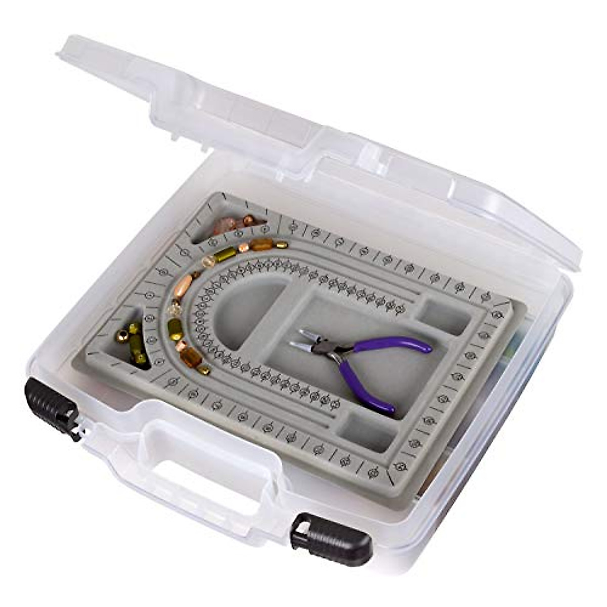 ArtBin 6962BB Quick View Bead Box, Portable Art & Craft Organizer with Bead Tray, Portable Art & Craft Storage Box, Clear