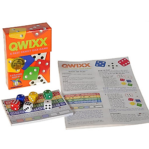 Deluxe Games and Puzzles QWIXX Dice Game, 2 Replacement Scoresheet Packs, RED Velvet Drawstring Pouch, Bundled Items