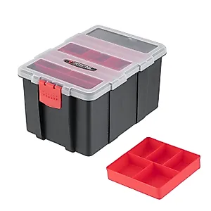 INTERTOOL Small Parts Hardware Tool Box, Home Toolbox, Removable 5-slot Tray, Compartment Plastic Organizer, Nails, Screws, Nuts, Bolts, First Aid Crafts Storage, Sewing, BX08-4041