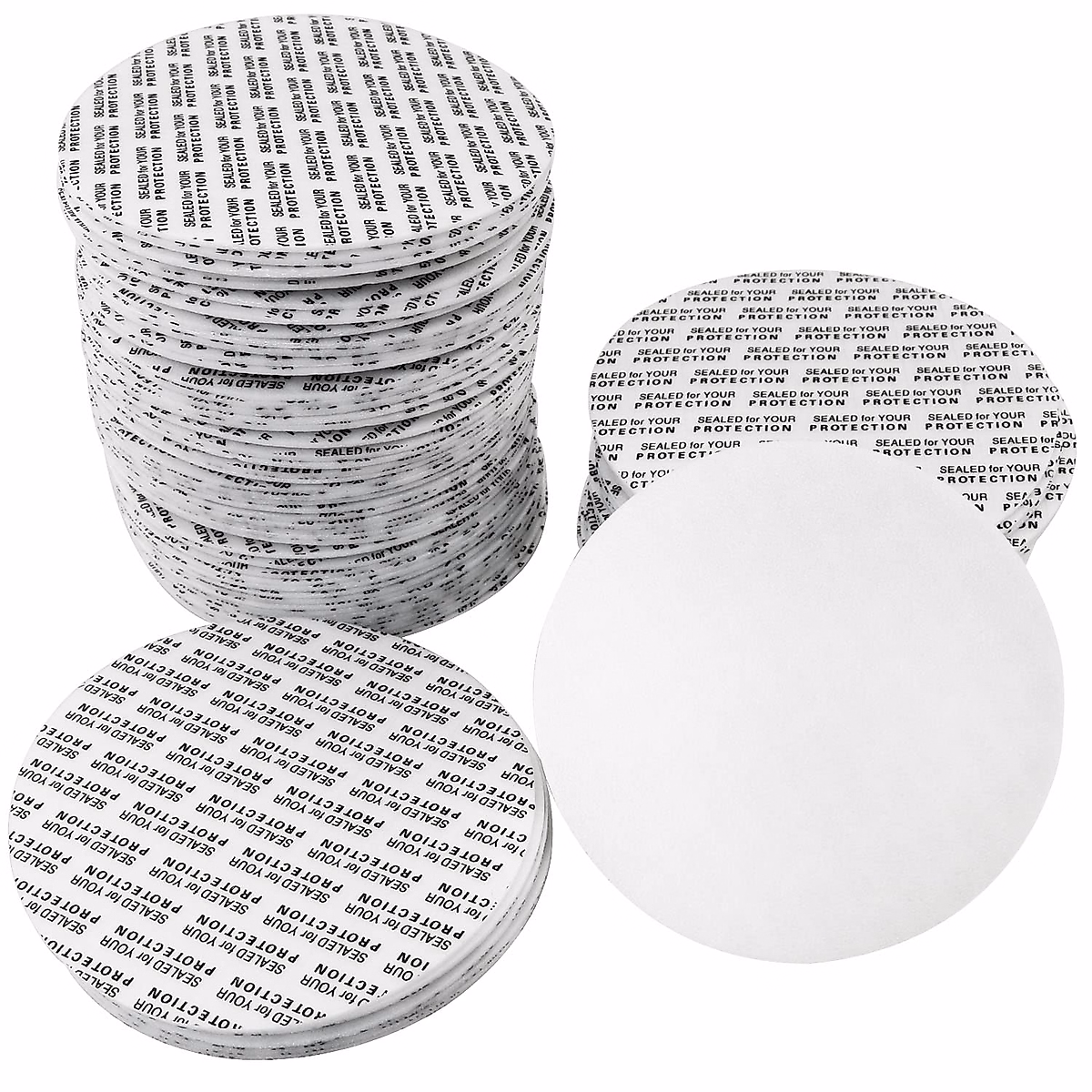 MEETOOT 100pcs Foam Lid Liner Pressure Sensitive Seal 70mm PS Foam Resistant Tamper Pressure Sensitive Seal for Round Jar Bottle Cap Liners Seals