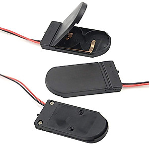 Geelyda 12PCS CR2032 Battery Holder with Switch Plastic 2x3V Button Coin Cell CR2032 Battery Holder Case Box with Wire Lead ON-Off Switch (Black)