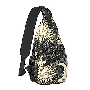 Sling Bag Tarot Sun Moon Witchy Astrology Night Psychedelic Hiking Daypack Crossbody Shoulder Backpack Travel Chest Pack for Men Women