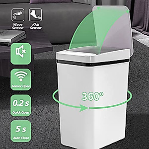 FUNTOOB Sensor Trash Can Automatic Motion Sensor Trash Can 2.5 Gallon Bathroom Trash Cans with Lids Small Garbage Bin for Bedroom Bathroom Office