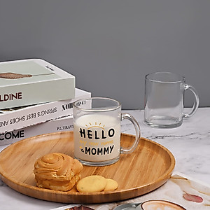 Modwnfy Mug Gift for Mom, My New Name Is Mommy Glass Coffee Mug, New Mommy Coffee Mug for New Mom Mom to Be First Mom Wife Daughter Sister, Mothers Day Baby Shower Gifts for Mother to Be, 11 Oz