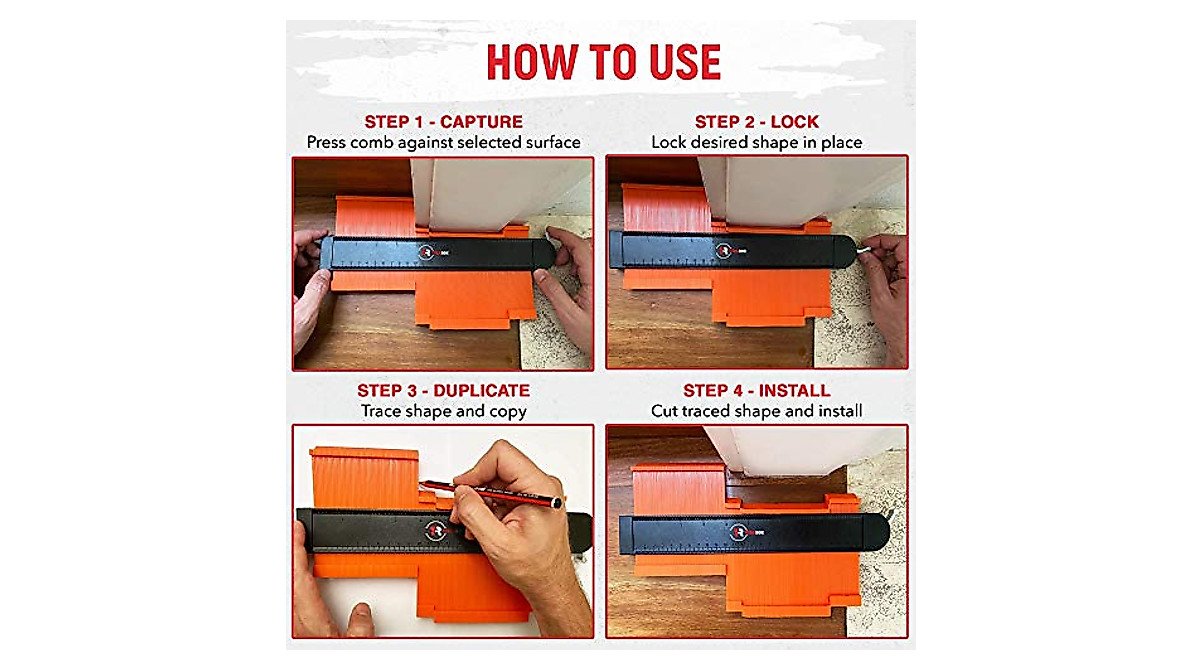Contour Gauge (10-inch) Shape Duplicator, Ruler & Corner Measuring for ...