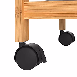 ClosetMaid Bamboo Laundry Hamper Cart with Ironing Board Folding Station, Dual Compartments with Divider, Portable Laundry Sorter, Natural Finish