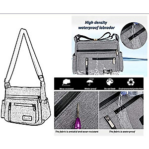 Wxnow Purses and Shoulder Handbags for Women Casual Travel Bag Messenger Cross Body Crossbody Bag Oxford Nylon Bags Purses Light Grey