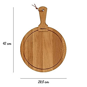 Boska Wooden Serving Cheese Round Board - Holland Life Best For Cheese, Tapas, Bread, and Desserts Presentation - Board Slab with Non-Slip Feet - Cutting and Charcuterie Board