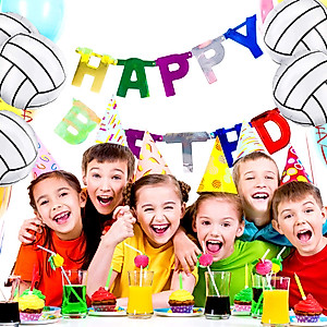 6 Pieces 18 Inches Volleyball Balloons Foil Volleyball Balloons Aluminum Foil Balloons for Birthday Party Sports Themed Party Decor